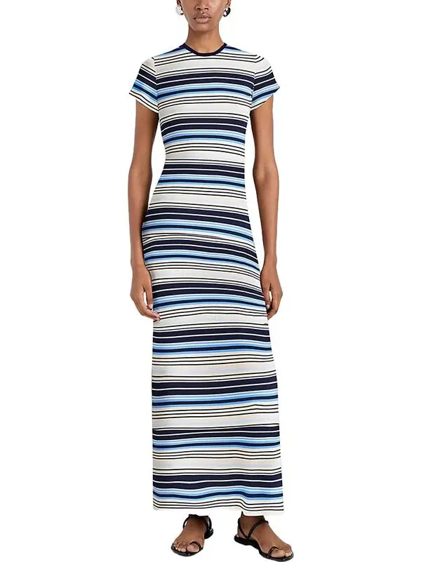 Proenza Schouler White Label Noelle Striped Jersey Maxi Dress - Sky Multi