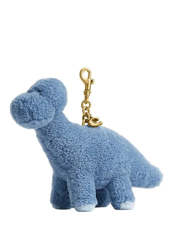 COACH Rexy 10th Birthday Buddy Dinosaur Bag Charm In Shearling - Brass/blue Multi