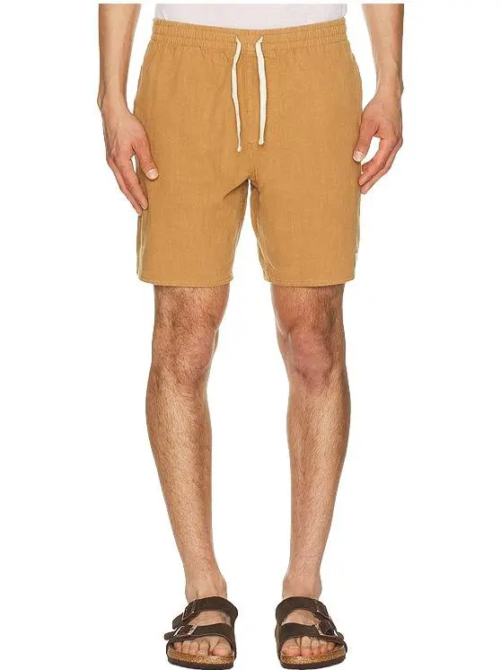 RHYTHM Textured Linen Jam Shorts - Tobacco