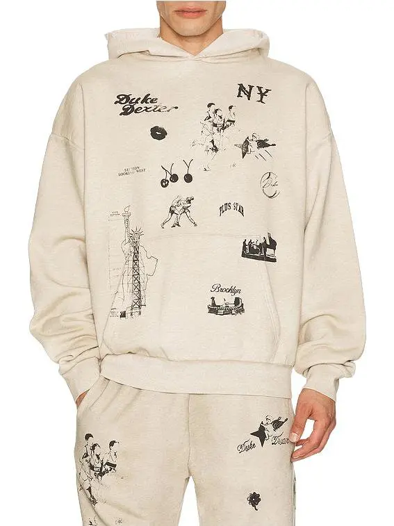 DUKE + DEXTER Ny Sketch Hoodie - Oat Marl