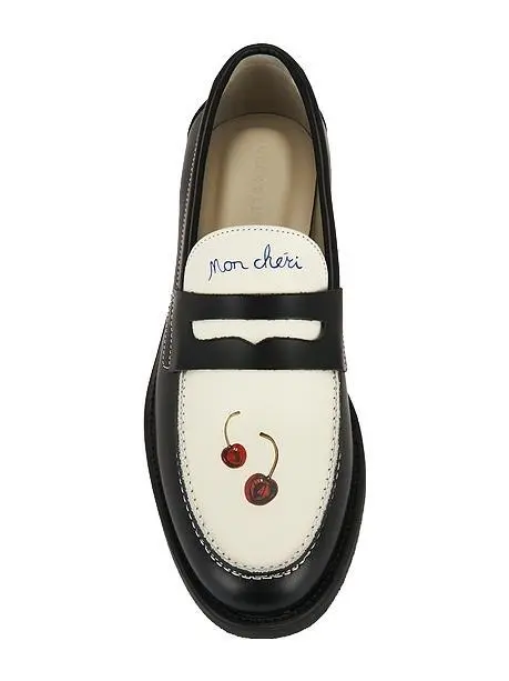 DUKE + DEXTER Wilde Cherry Penny Loafer - Black & White