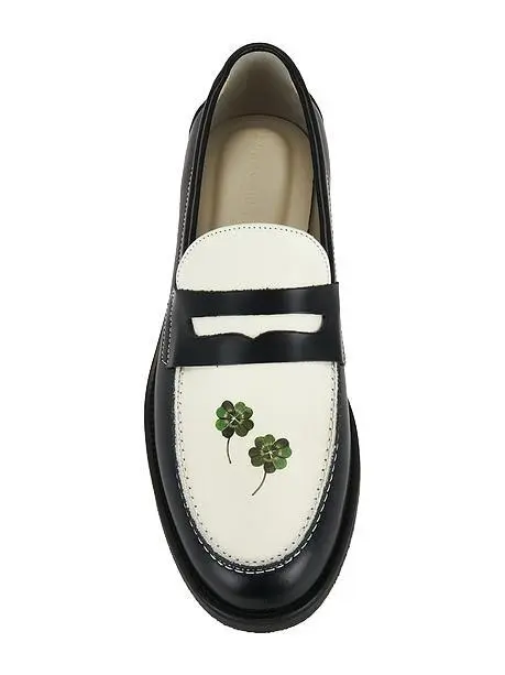 DUKE + DEXTER Wilde Clover Penny Loafer - Black & White