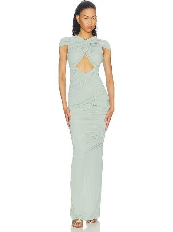 Ronny Kobo Nasha Ruched Jersey Dress - Fern