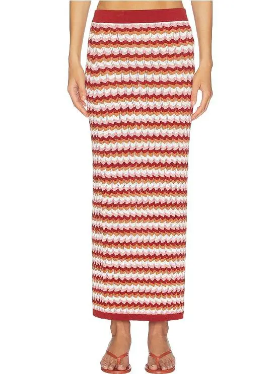 Ronny Kobo Drake Knit Maxi Skirt - Rust Combo