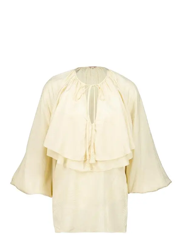 Johanna Ortiz Ecru Jacquard Viscose Top - Beige