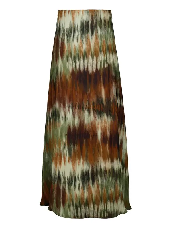 Johanna Ortiz Printed Silk Maxi Skirt - Brown
