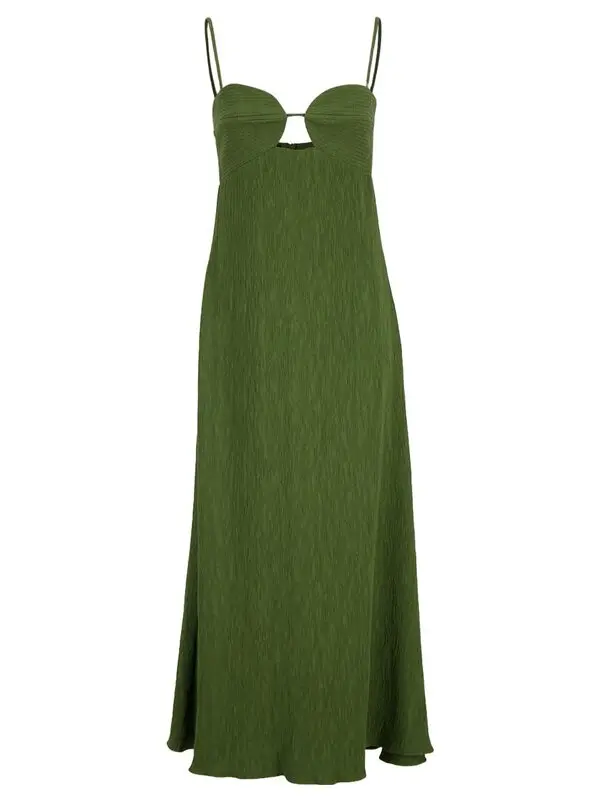 Johanna Ortiz Textured Crinkle Maxi Dress - Green