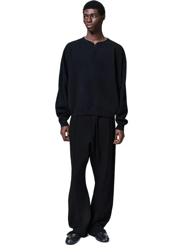 Fear Of God Merino Wool Knit Henley Sweater - Black
