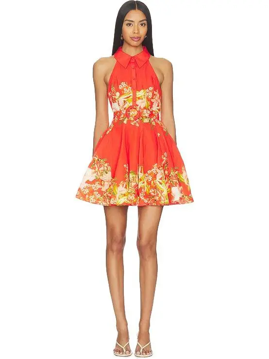 Hemant & Nandita Short Dress With Buckle Belt - Orange