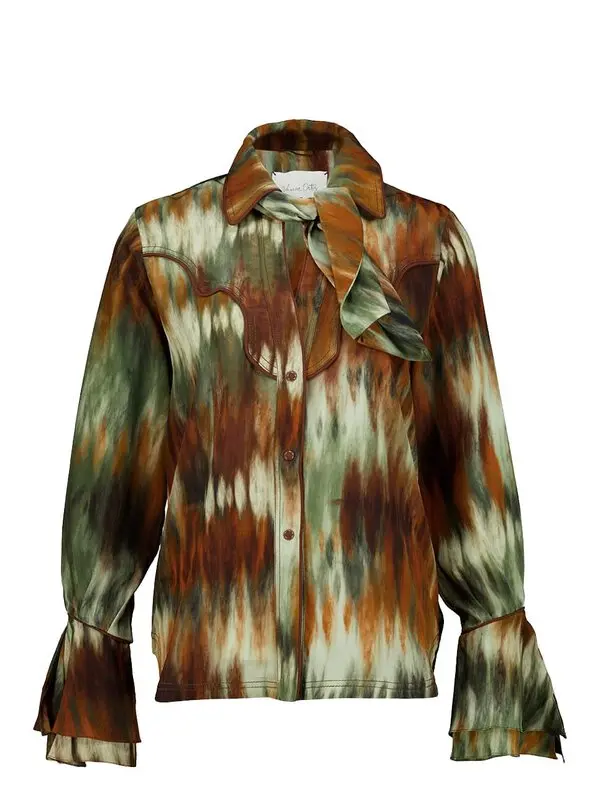Johanna Ortiz Cabalgando Printed Silk Shirt - Brown