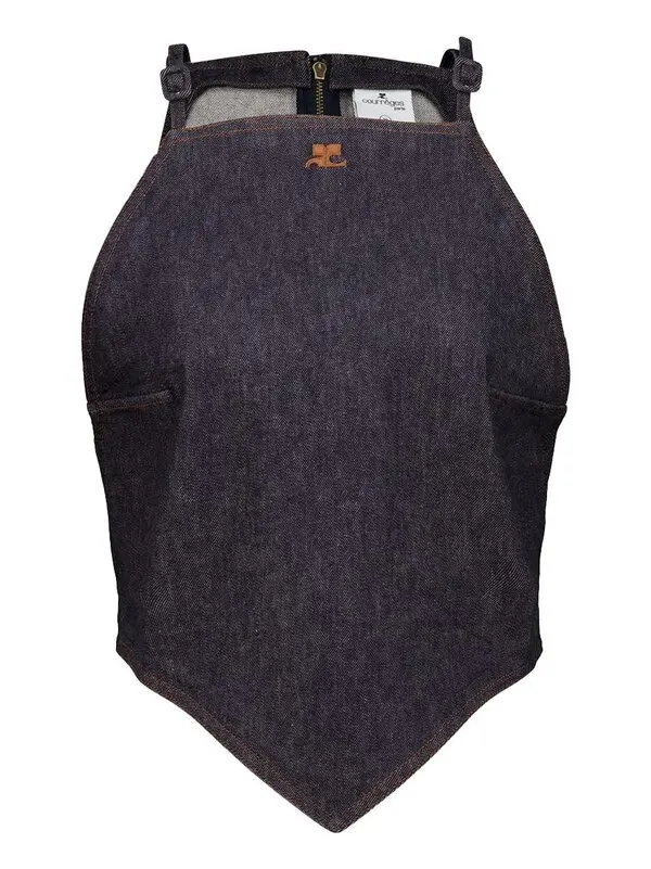 COURREGES Brut Pointy Denim Tank Top - Grey