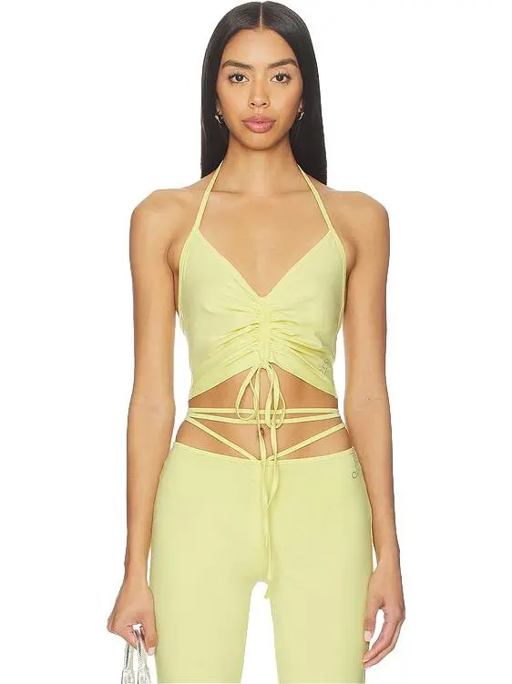 I.AM.GIA Halter Neck Ruched Crop Top - Butter Yellow