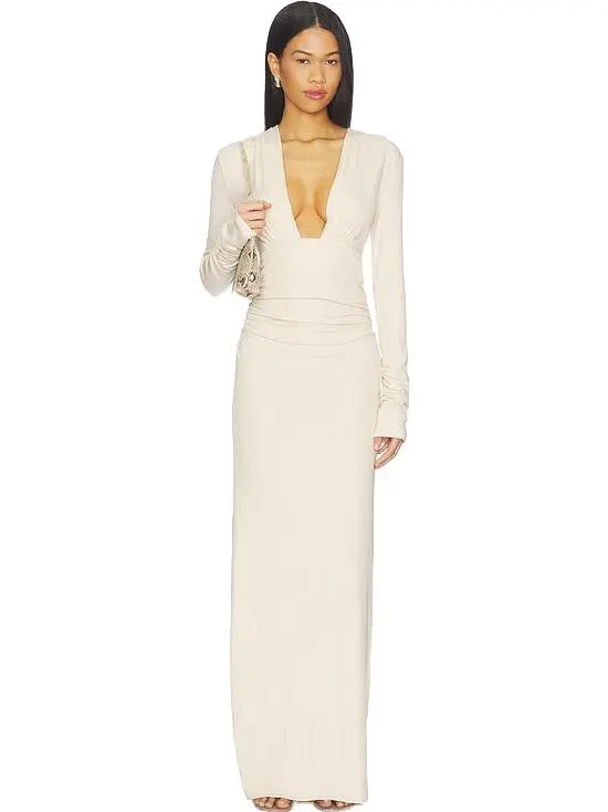 SNDYS Long Sleeve Maxi Dress - Stone