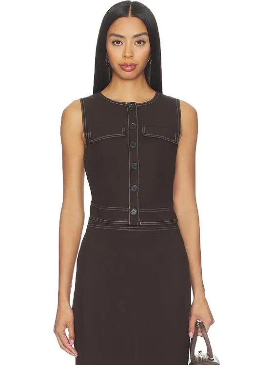 ALIGNE Linen Blend Waistcoat - Chocolate