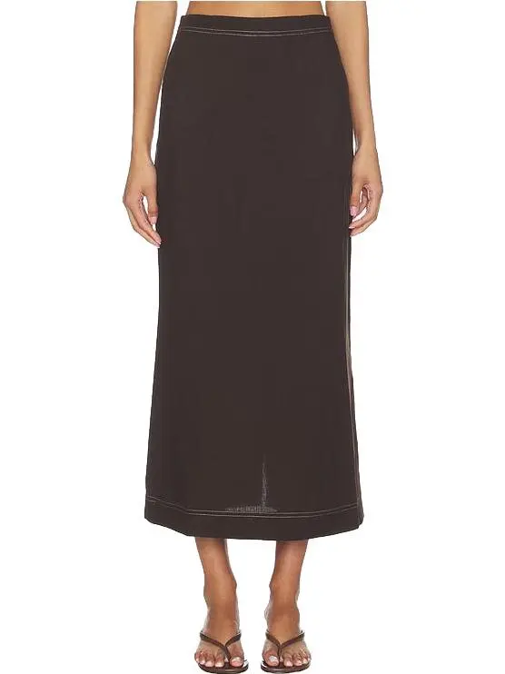 ALIGNE Mia Linen Mix Skirt - Chocolate