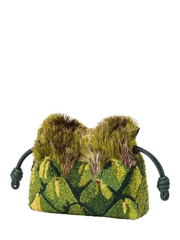 Loewe Mini Flamenco Clutch Beaded - Spring Green