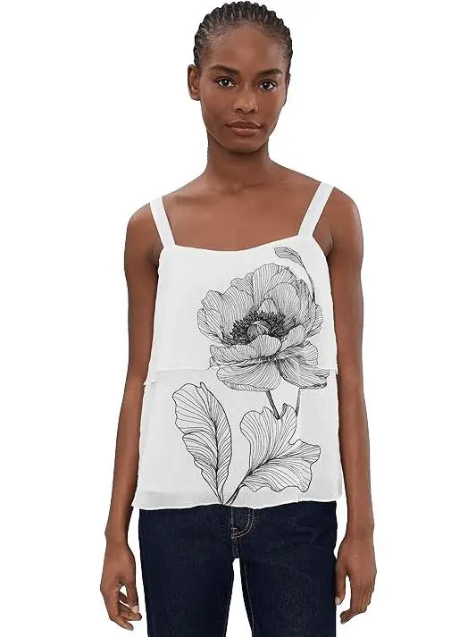 Vince Camuto Layered Tank With Square Neckline - White