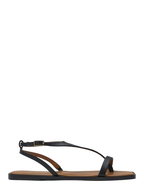 ATP ATELIER Livo Square Toe Strappy Sandals - Black