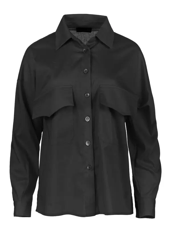 CONQUISTA Poplin Style Shirt With Patch Pockets - Black