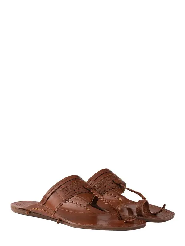 Prada Leather Kolhapuri Inspired Sandals - Brandy
