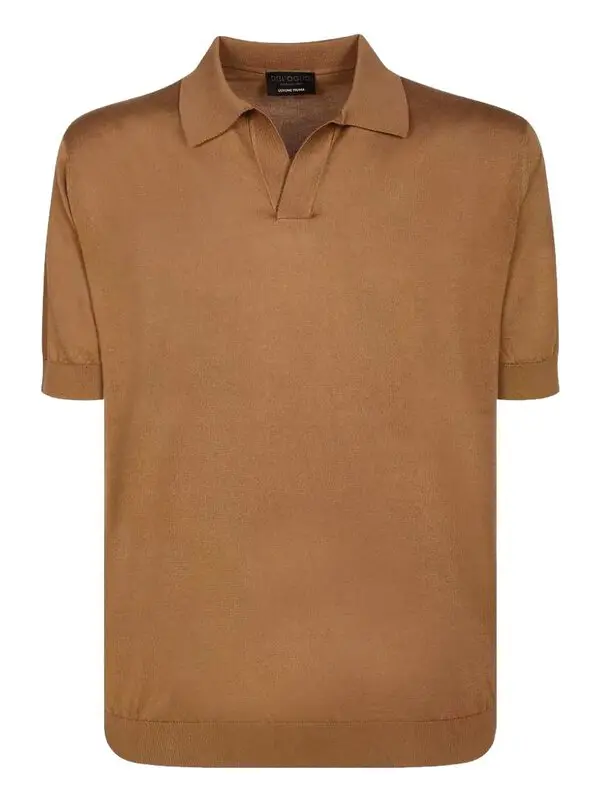 DELL'OGLIO Short-sleeve Fine-knit T-shirt - Neutrals