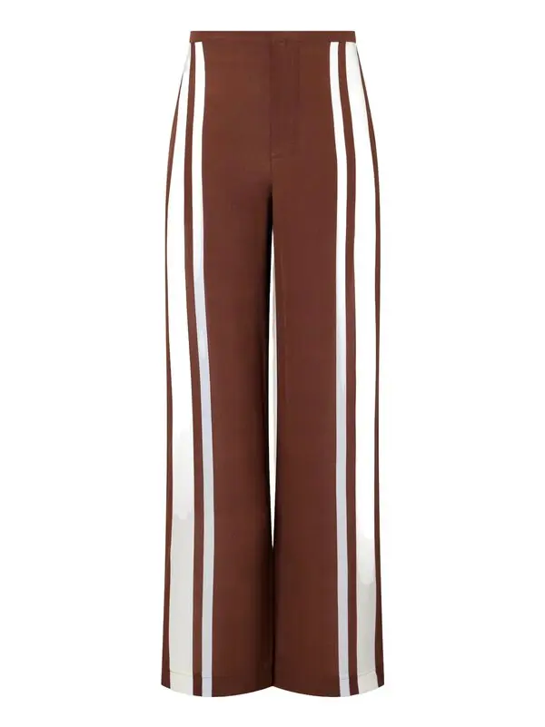 SIR. Marais Striped Silk Straight-leg Pants - Brown