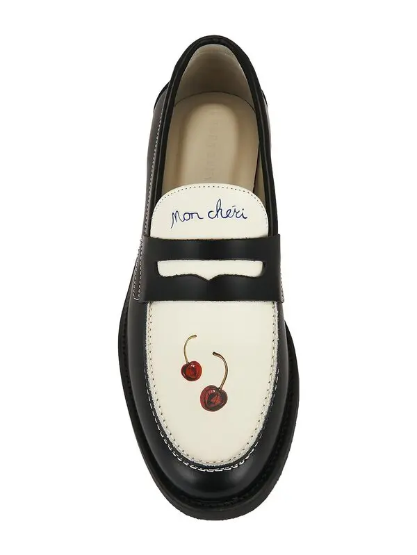DUKE + DEXTER Wilde Cherry Penny Loafer Black - Black & White