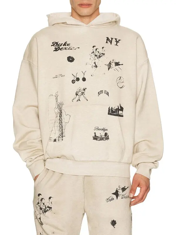 DUKE + DEXTER Ny Sketch Hoodie - Oat Marl