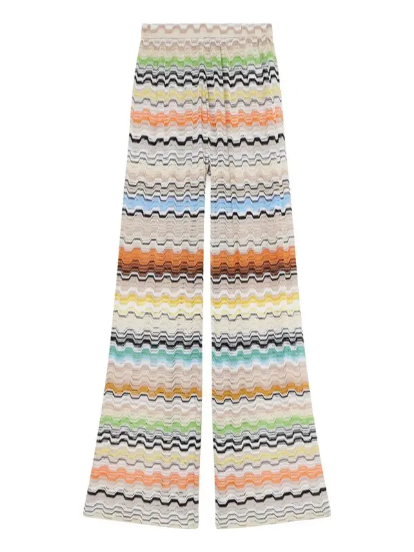 Missoni Crochet-knit Wide-leg Pants With Chevron Stripes - Multi