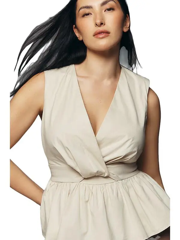 HUTCH Strapless Peplum Top - Cream