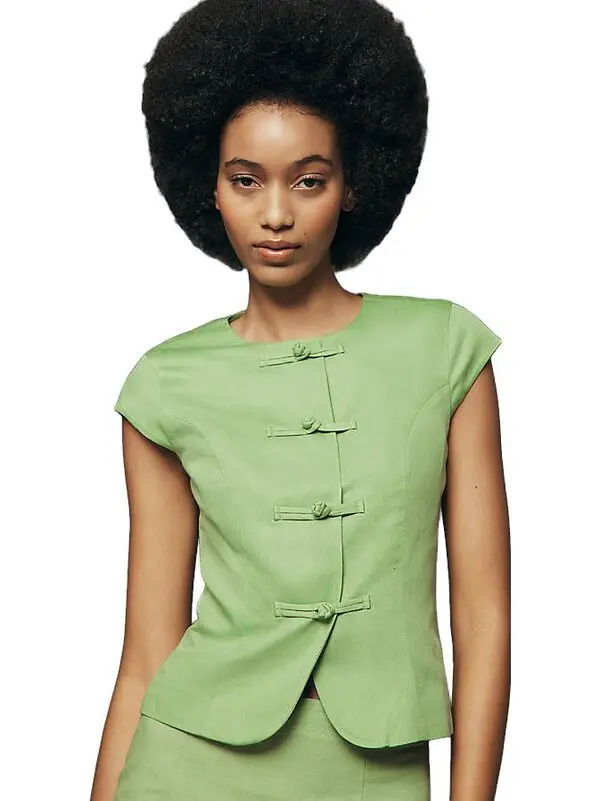 ALIGNE Connie Linen Cotton Top - Apple