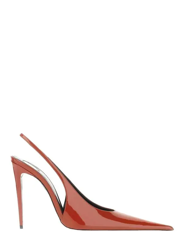 Saint Laurent Guermantes Patent Leather Slingback Pumps - Orange