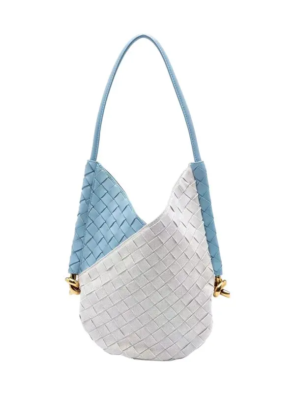 Bottega Veneta Small Nappa And Canvas Intrecciato Shoulder Bag - Blue
