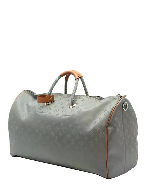 LOUIS VUITTON Monogram Titanium Keepall Bandouliere 50 Travel Bag - Grey