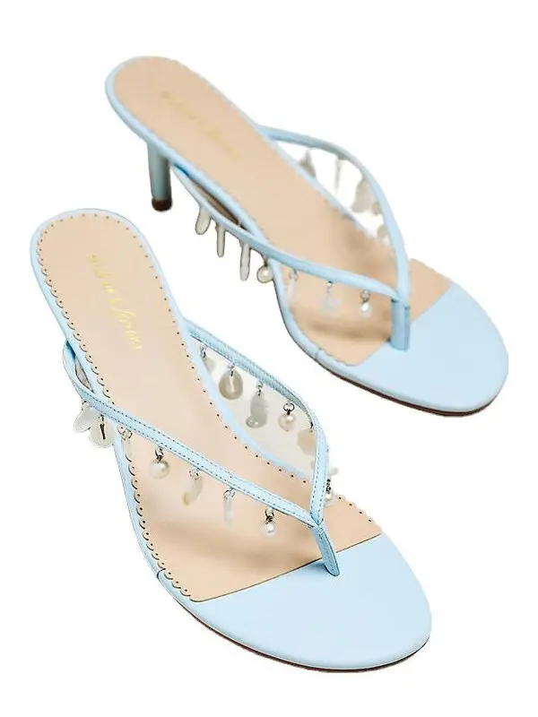 For Love & Lemons Sailor Charm Heeled Thong Sandals - Blue