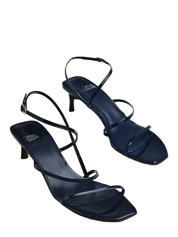 Jeffrey Campbell Halcyon Strappy Kitten Heels - Navy Patent