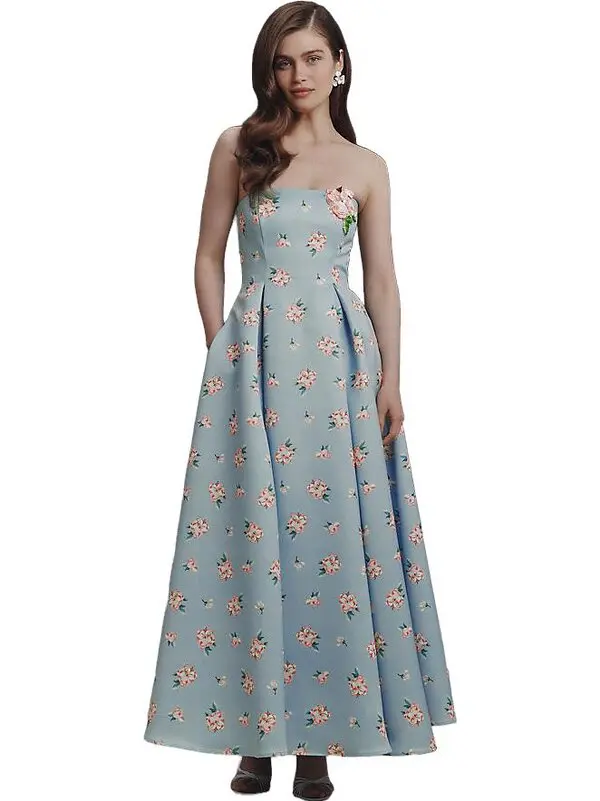 LEO LIN Nora Bustier Maxi Dress - Blue Floral
