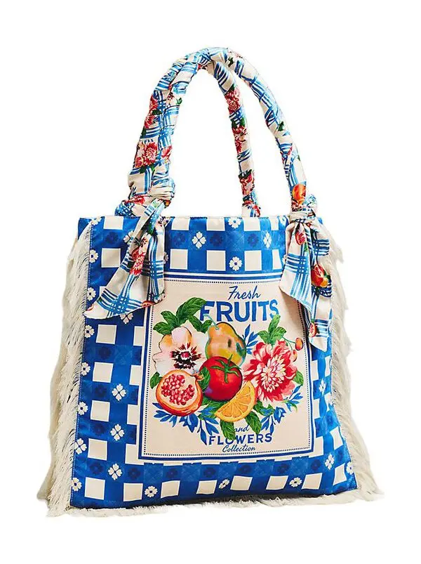 Agua Bendita Rania Tote Bag - Blue Fruit Plaid
