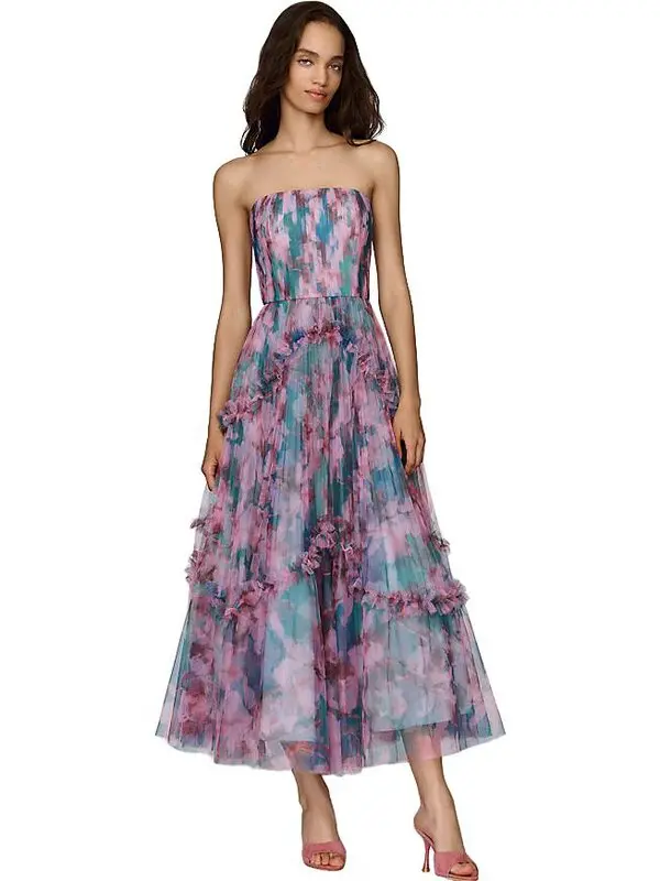 HUTCH Strapless Maxi Dress - Pink Pattern