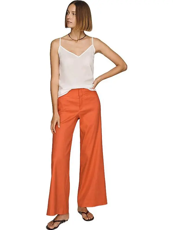 Maeve European Linen Stretch High Rise Trousers - Cherry Punch
