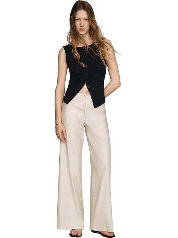 Maeve European Linen Stretch High Rise Trousers - Egret