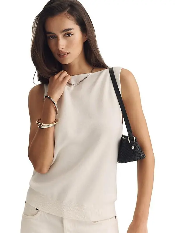 Maeve Cowl Back Knit Tank Top - Ivory