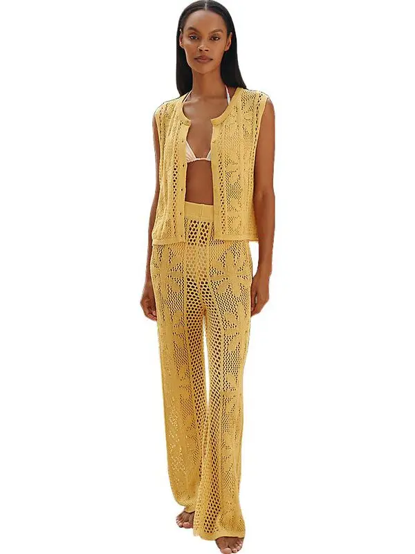 CELANDINE Bloom High Rise Sweater Pants - Yellow