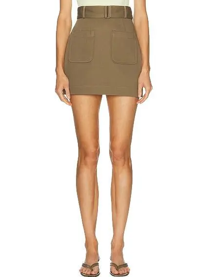 Matthew Bruch Belted Mini Skirt - Army