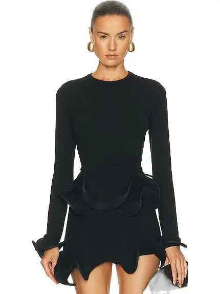 SID NEIGUM Sculptural Sleeve Bamboo Top - Black