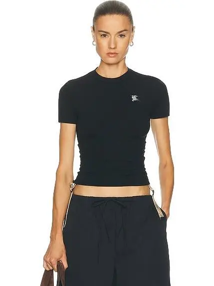 Burberry Avery T-shirt With Ruched Sides - Black