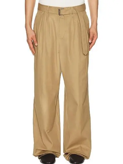 Dries Van Noten Belted Cotton Wide-leg Trousers - Camel