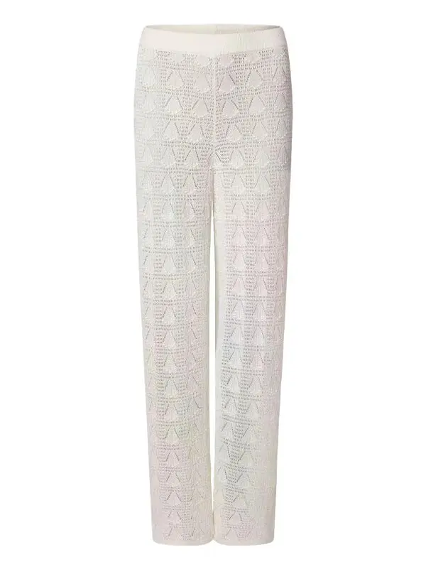 Loulou De Saison Ivory Seashell Knit Straight Leg Pants - Neutrals