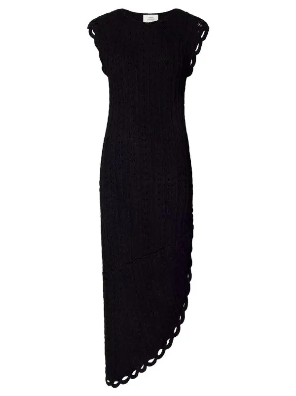 Loulou De Saison Malena Ruffled Crochet Midi Dress - Black