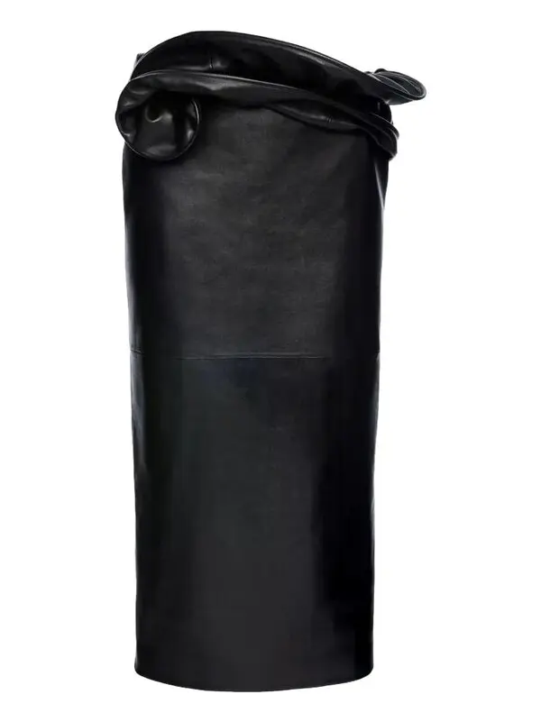 Magda Butrym Flower-detail Leather Midi Skirt - Black